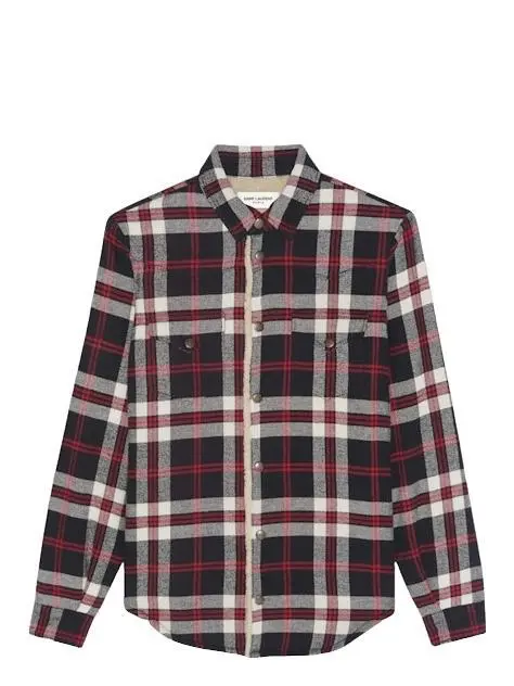 Saint Laurent Checked Vintage Sherling Shirt - Red/black/white