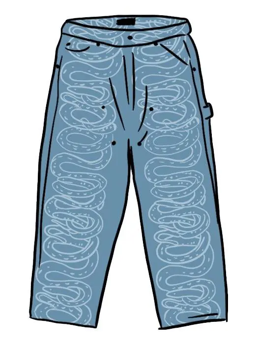 Supreme X Hysteric Glamour Snake Double Knee Denim Painter Pant - Blue