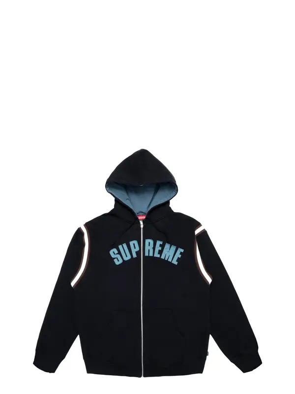 Supreme Jet Sleeve Zip Up Hooded Sweatshirt - Black