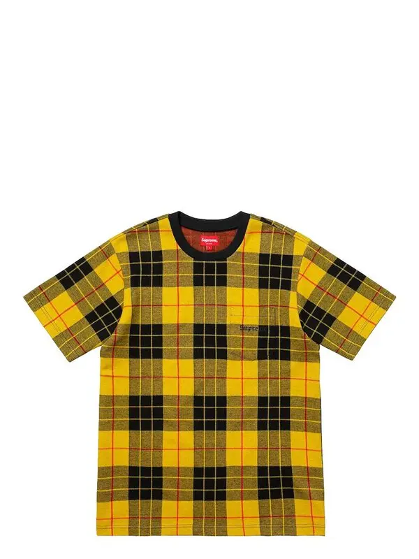 Supreme Jacquard Tartan Plaid Pocket Tee Shirt - Yellow