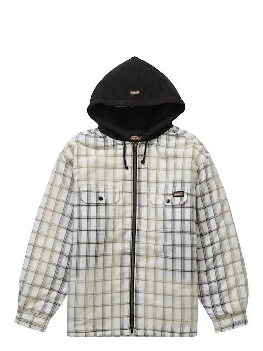 Supreme Plaid Hooded Zip Up Shirt - White