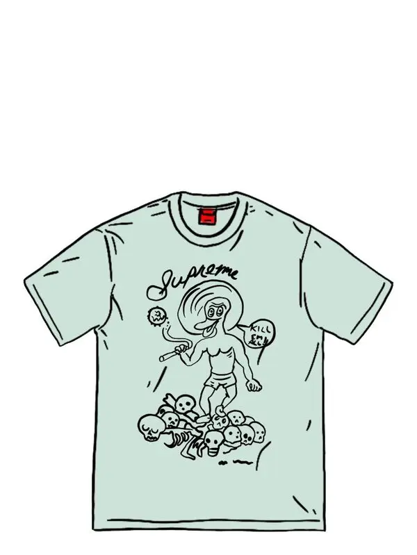 Supreme Daniel Johnston Kill Em All Tee Shirt - Light Teal