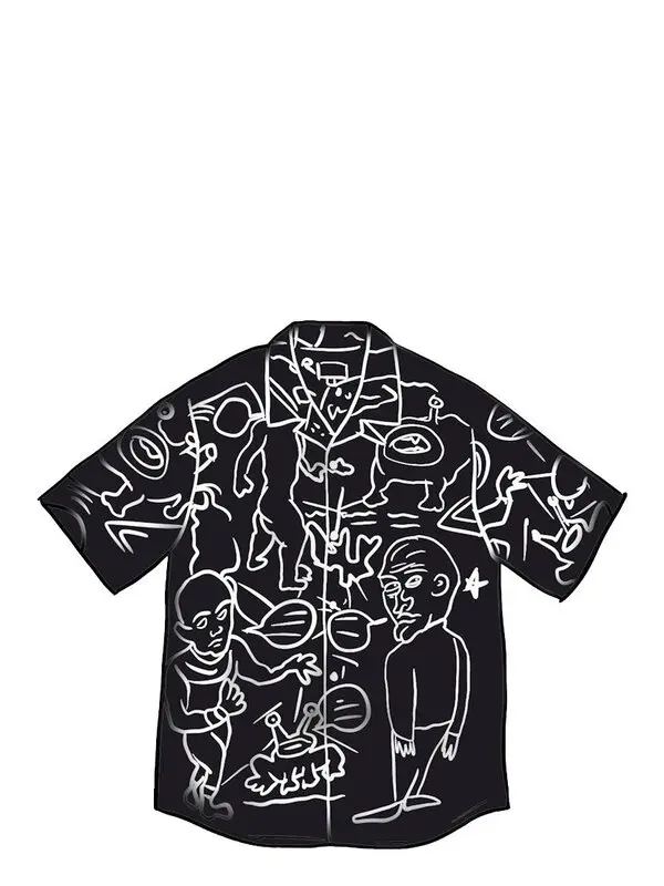 Supreme Daniel Johnston Rayon Short Sleeve Shirt - Black