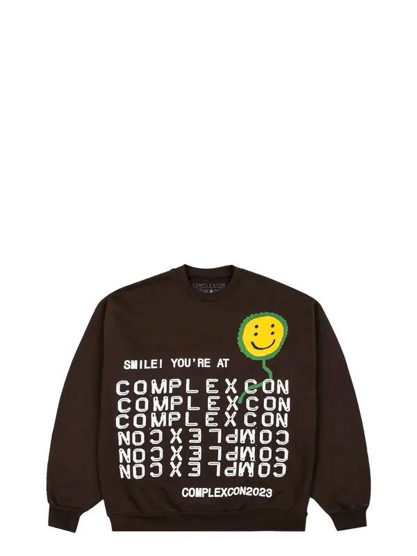 CACTUS PLANT FLEA MARKET X Complexcon Smile! Crewneck Sweatshirt - Dark Brown