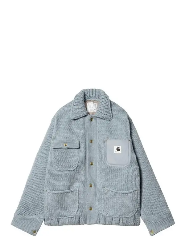 Sacai X Carhartt Wip Knit Michigan Jacket - Light Blue