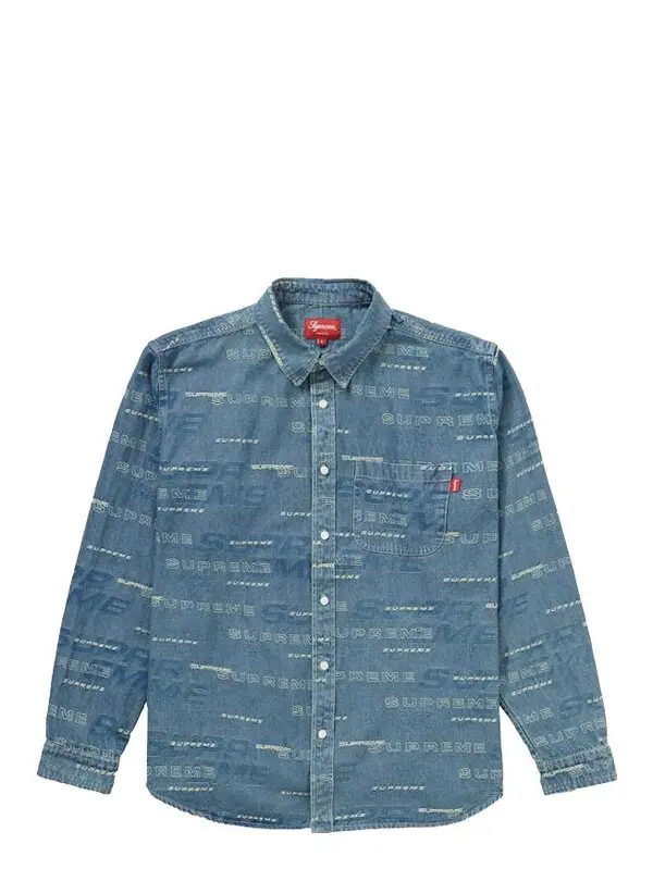 Supreme Dimensions Logo Denim Shirt - Blue