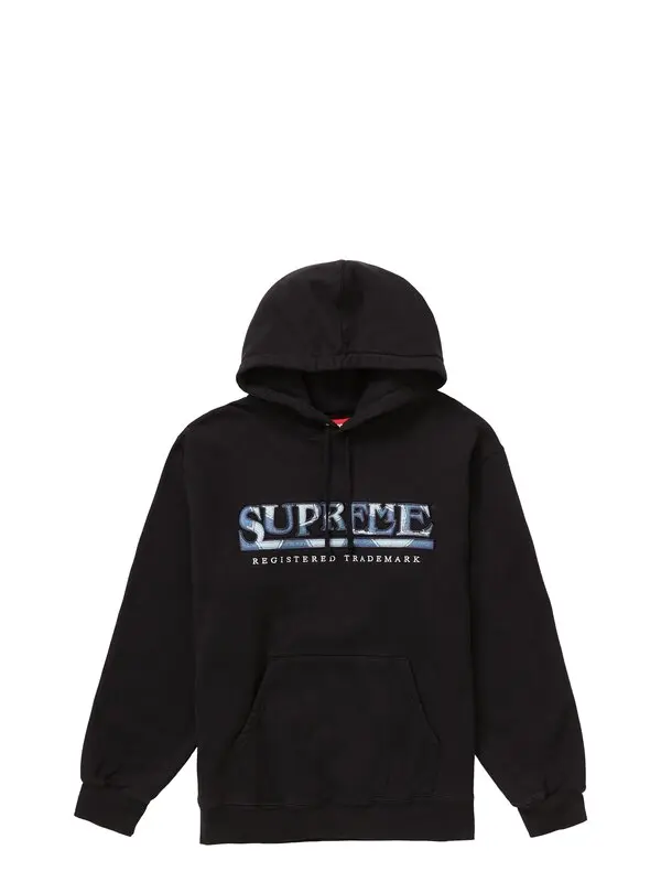 Supreme Denim Logo Hooded Sweatshirt - Black