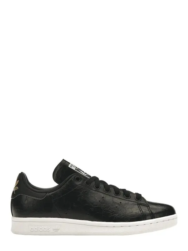 Adidas Stan Smith Cracked Leather Sneakers - Core Black/gold Metallic/cloud White