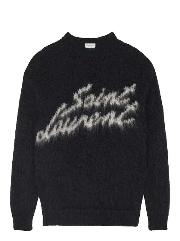 Saint Laurent 90s Mohair Sweater - Black White