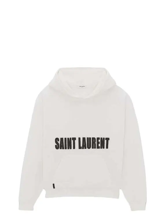 Saint Laurent Logo Hoodie - White