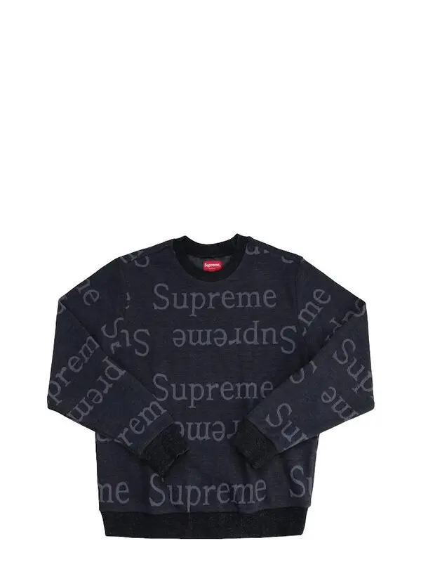Supreme Jacquard Logo Crewneck Sweatshirt - Black