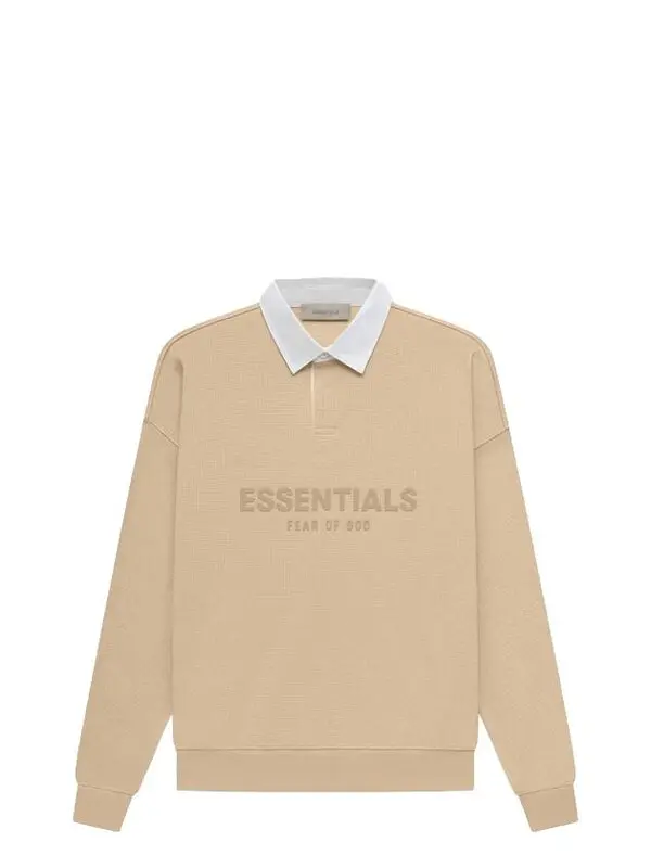 Fear Of God Essentials Waffle Henley Rugby - Sand