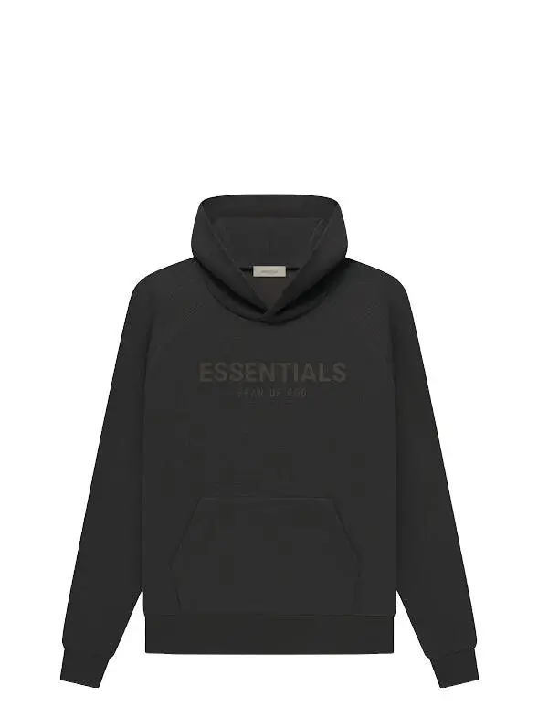 Fear Of God Essentials Waffle Raglan Hoodie - Off Black