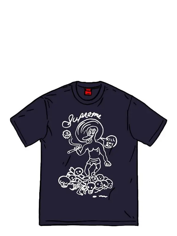 Supreme Daniel Johnston Kill Em All Tee Shirt - Navy Blue