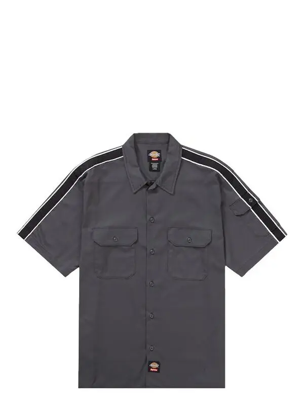 Supreme Dickies Stripe Short Sleeve Work Shirt - Charcoal