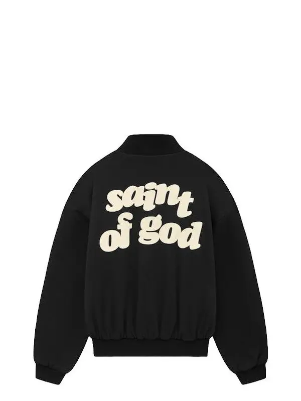 Fear Of God X Saint Mxxxxxx Saint Of God Varsity Jacket - Black