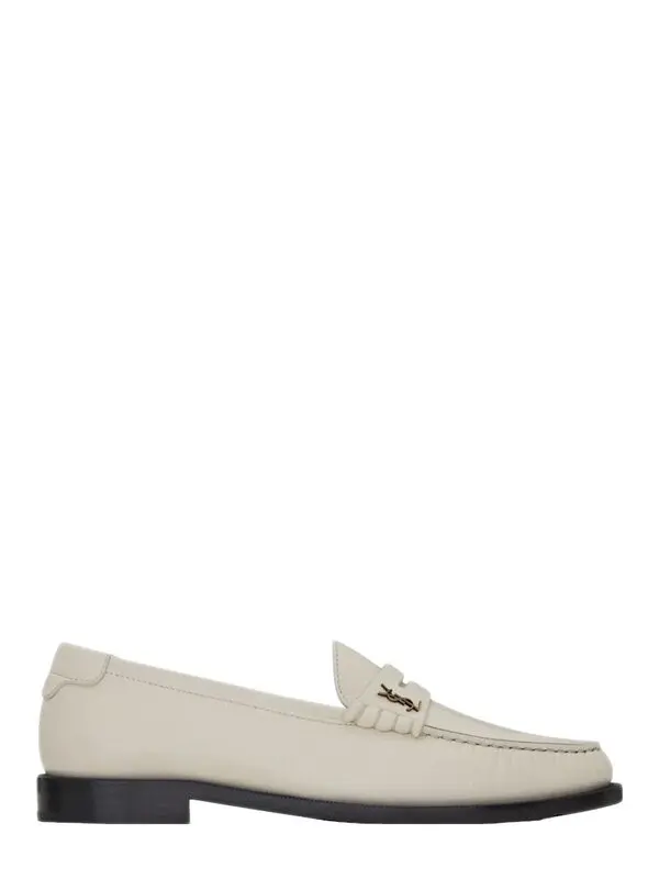 Saint Laurent Le Loafer Penny Slippers - Pearl/black