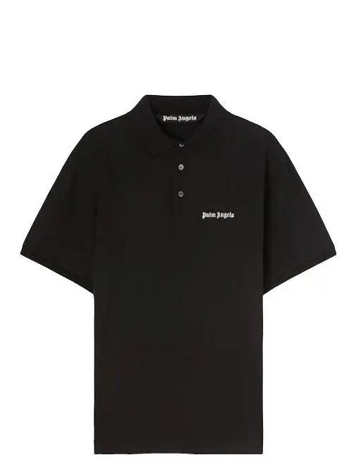 Palm Angels Logoembroidered Cotto Polo Shirt - Black