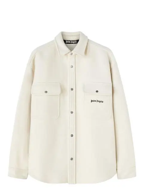 Palm Angels Logoembroidered Twill Shirt Jacket - White