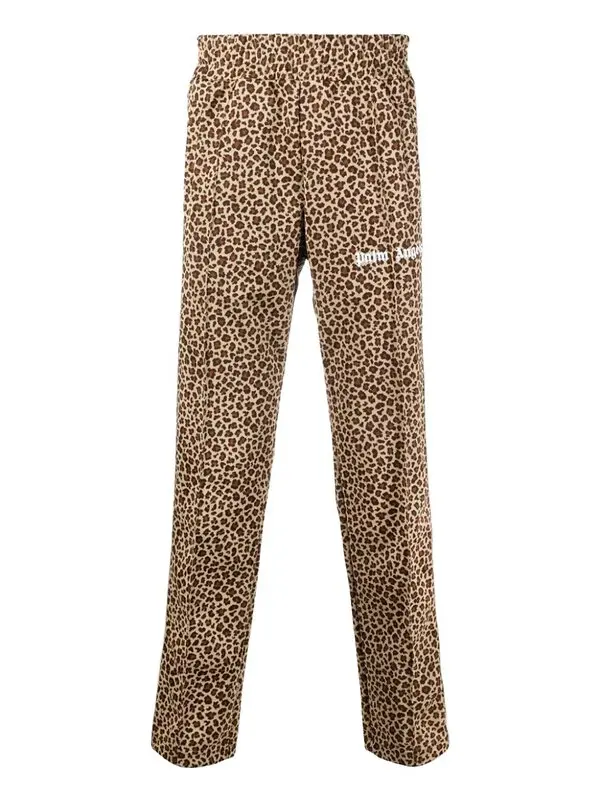 Palm Angels Leopard Track Pants - Beige/off White