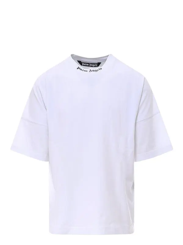 Palm Angels Mock Neck Logo Oversized T-shirt - White/black Ss22