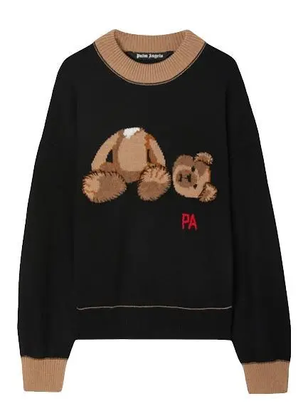 Palm Angels Palm Bear Knit Sweater - Black/brown