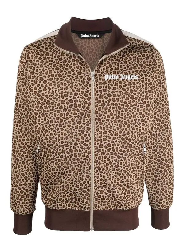 Palm Angels Leopard Print Track Jacket - Beige/off White