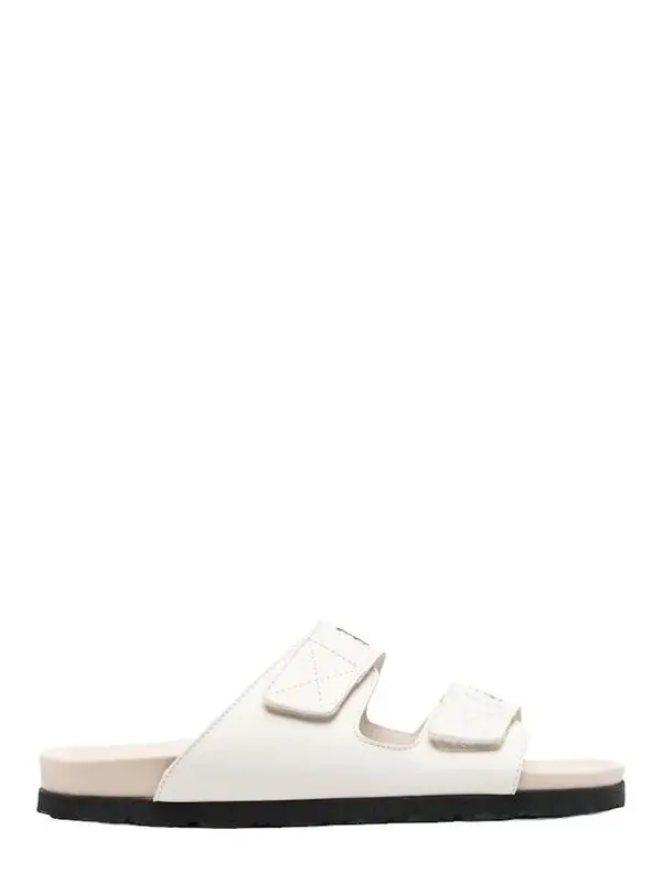 Palm Angels Logo Print Leather Sandals - Off White