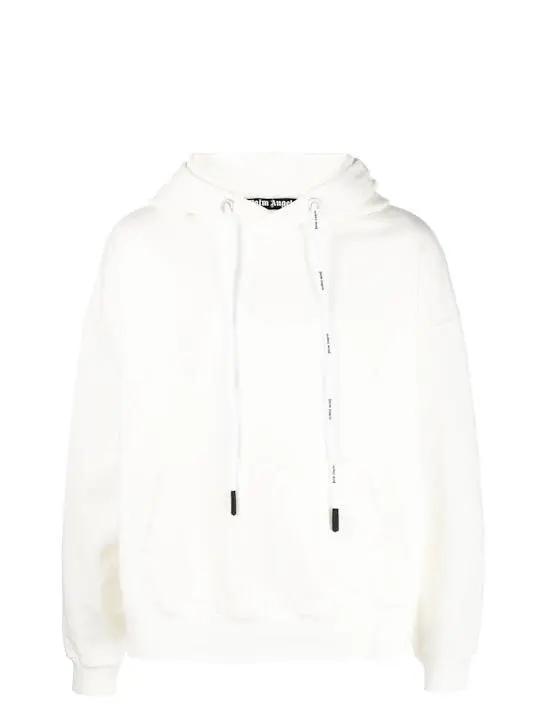 Palm Angels Logo-detailed Cotton Hoodie - White
