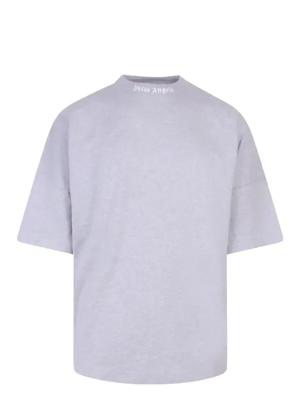 Palm Angels Mock Neck Logo T-shirt - Grey/white