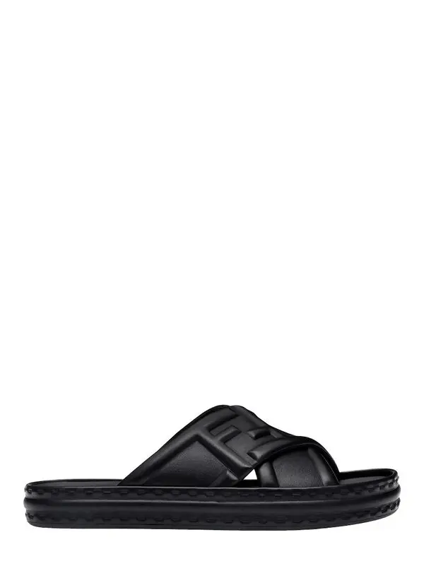 Fendi Crossover Band Sandal With Embossed Ff Motif - Black