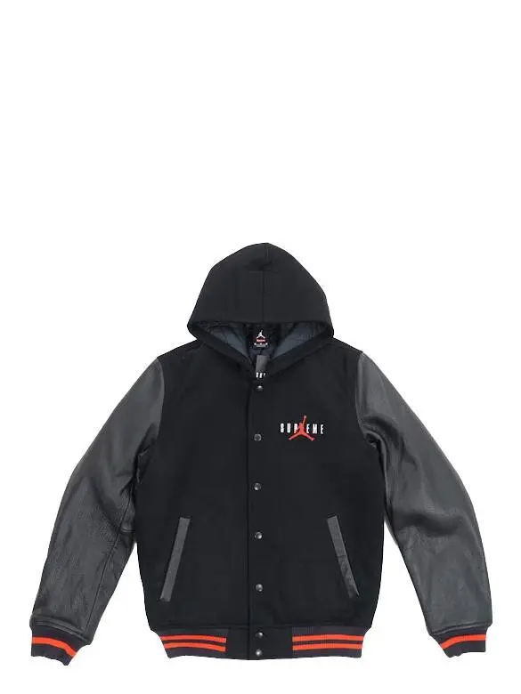 Supreme Jordan Hooded Varsity Jacket - Black