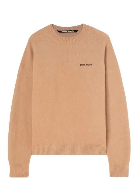 Palm Angels Logo-embroidered Wool-blend Jumper - Camel Brown