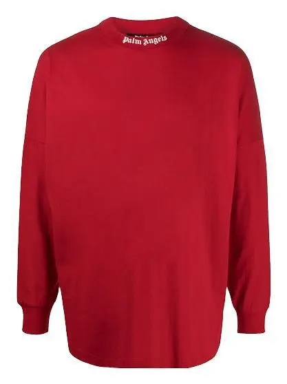 Palm Angels Long Sleeve Classic Logo T-shirt - Red/white