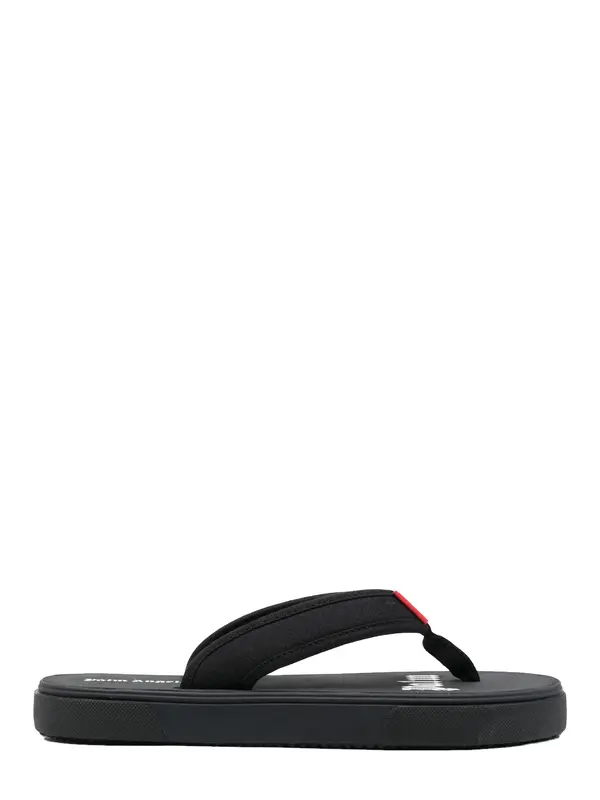 Palm Angels Logo Tag Flip Flops - Black/white