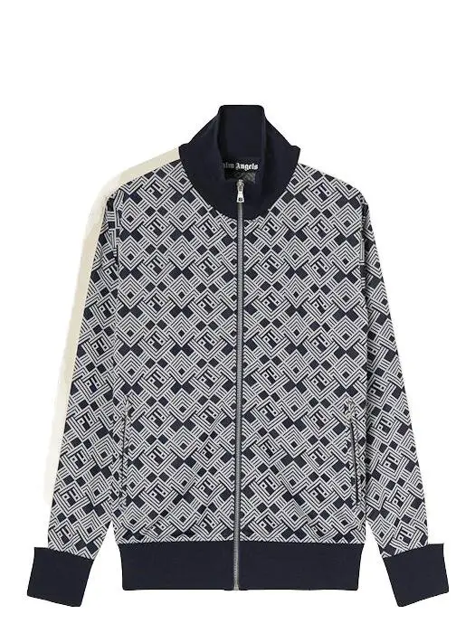 Palm Angels Monogram Track Jacket - Navy Blue/off White