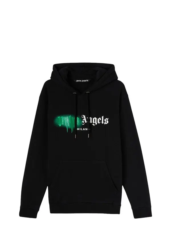 Palm Angels Milano Sprayed Hoodie - Black/green