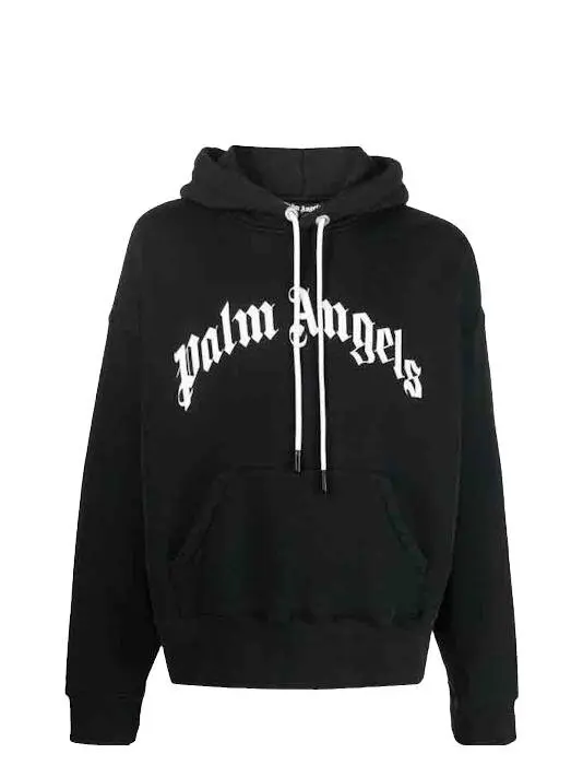 Palm Angels Logo Print Hoodie - Black/white