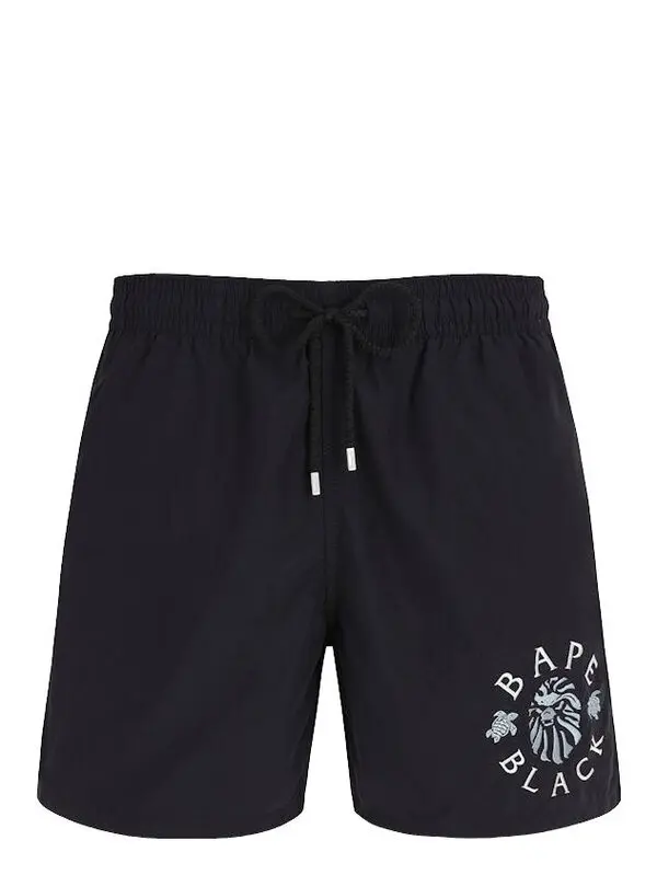 A BATHING APE X Vilebrequin Logo Emborodery Swimming Shorts - Black