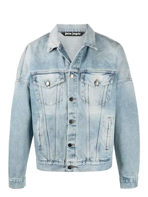 Palm Angels Logo Denim Jacket - Light Blue