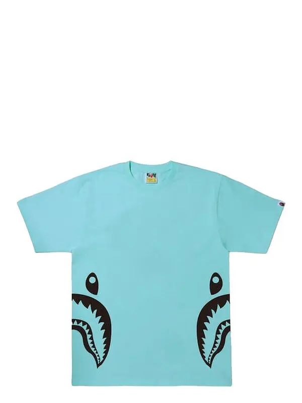 A BATHING APE Bicolor Side Shark Tee Shirt - Sax