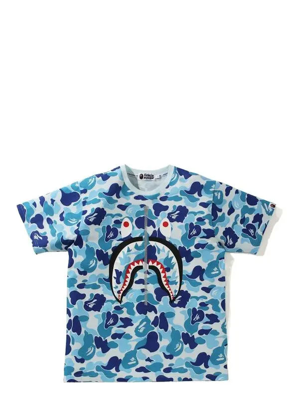 A BATHING APE Big Abc Camo Shark Tee Shirt - Blue