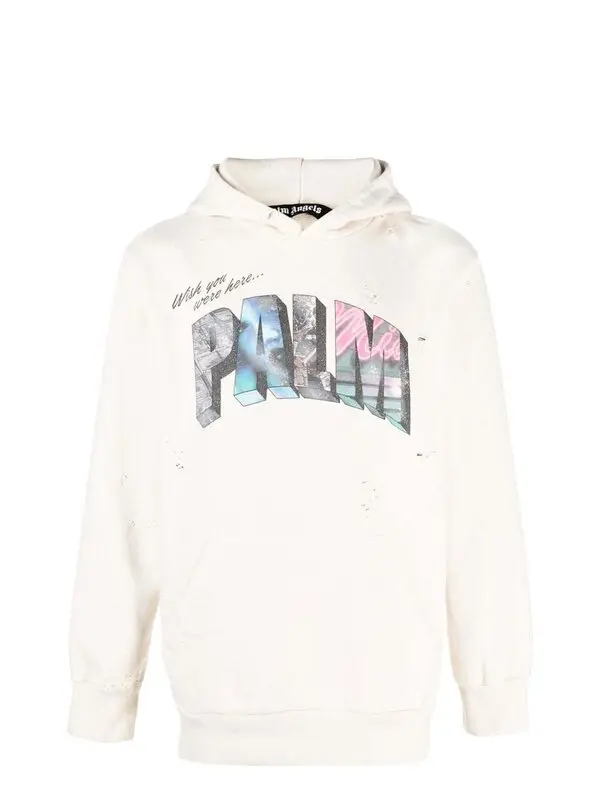 Palm Angels Palm Sign Vintage Hoodie - White