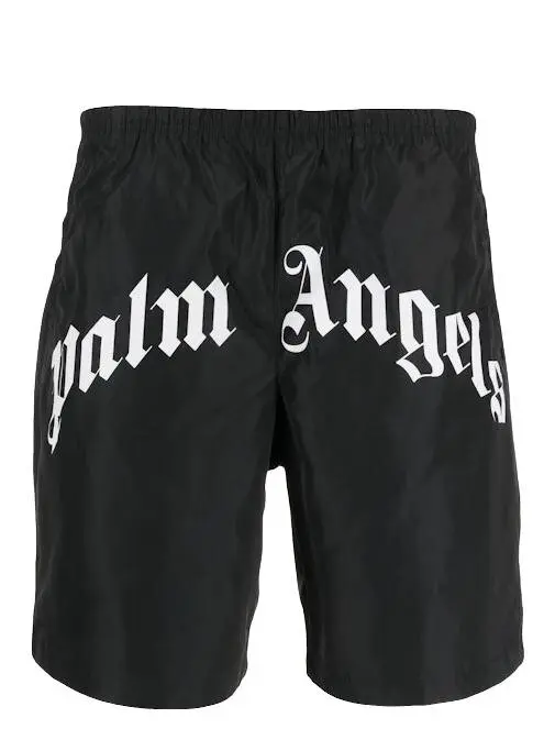 Palm Angels Logo Print Swimming Shorts - Black