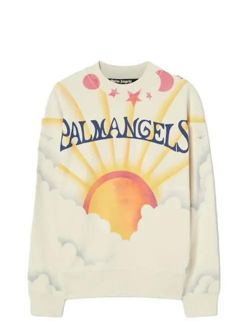 Palm Angels Palm Sunrise Crewneck Sweatshirt - Off/white