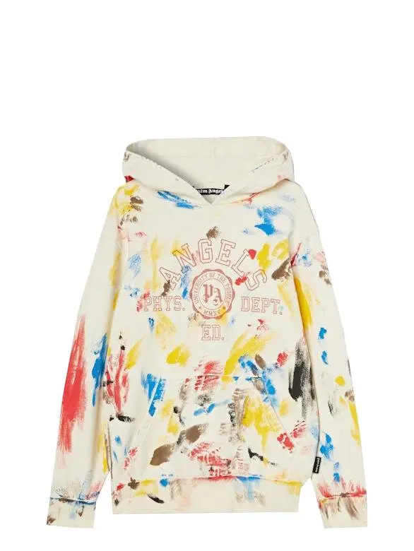 Palm Angels Painted College Hoodie - Off White/red
