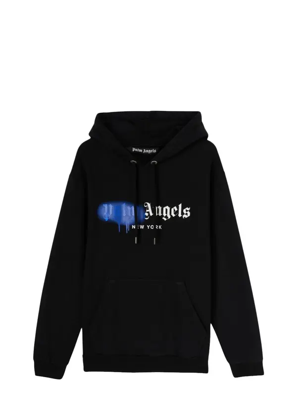 Palm Angels Sprayed Hoodie - Black/blue