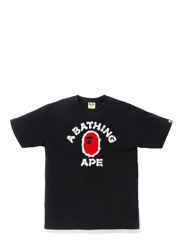 A BATHING APE Brush College Tee Shirt - Black
