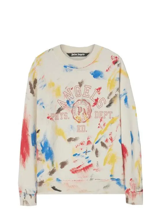 Palm Angels Printed College Sweatshirt - Off White/red