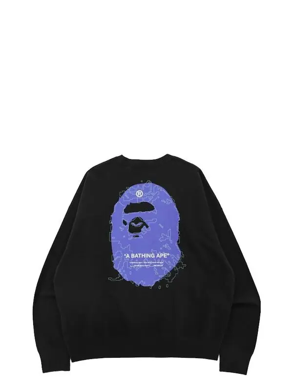 BAPE Big Ape Head Digital Mosaic Crewneck Sweatshirt - Charcoal